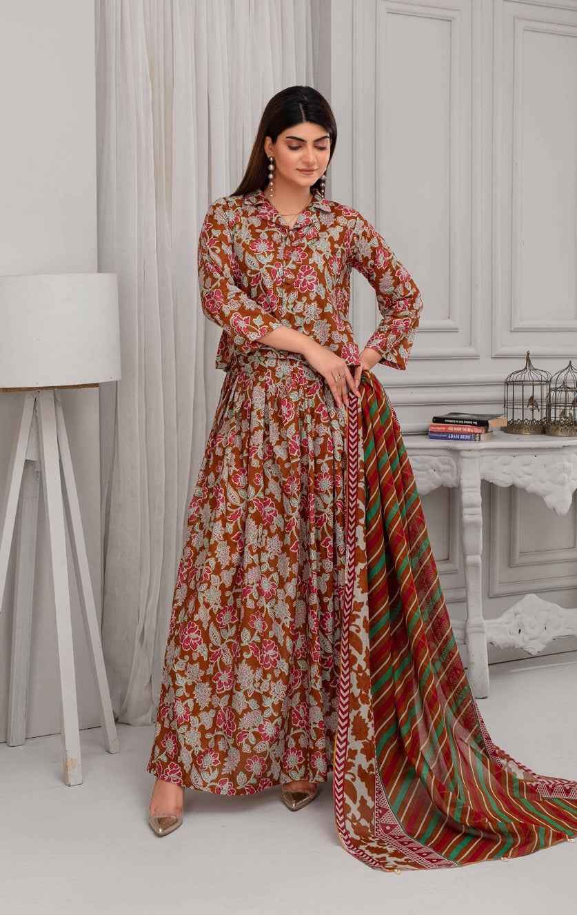 Fiza Noor – Dyed Base Embroidered Lawn Suit with Dupatta & Cambric Tro ...